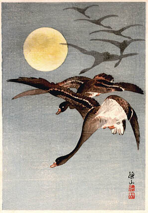 hanga gallery . . . torii gallery: Homing Geese by Ito Sozan